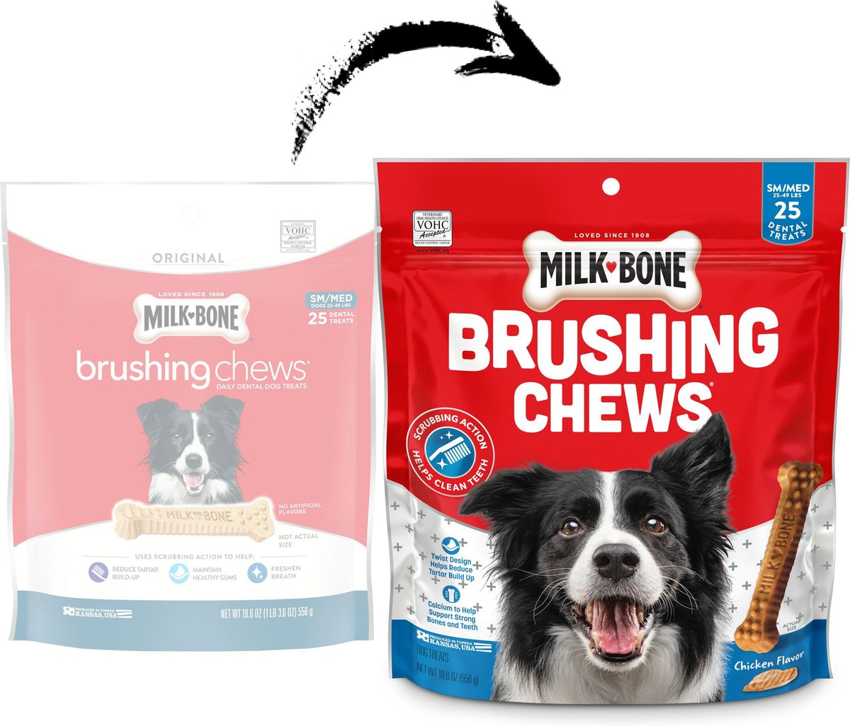 MILK-BONE Original Brushing Chews Daily Dental Dog Treats, Small/Medium ...