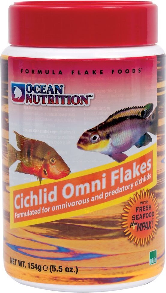 OCEAN NUTRITION Cichlid Omni Flakes Fish Food, 2.5-oz jar - Chewy.com
