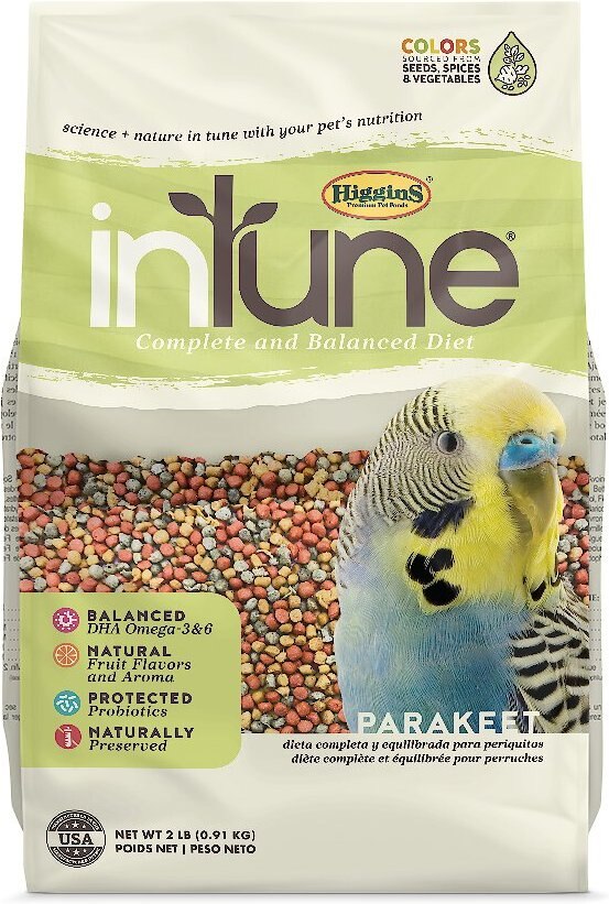 HIGGINS inTune Complete & Balanced Diet Parakeet Bird Food, 2-lb bag ...