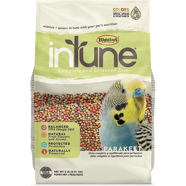 HIGGINS inTune Complete & Balanced Diet Parakeet Bird Food, 2-lb bag ...