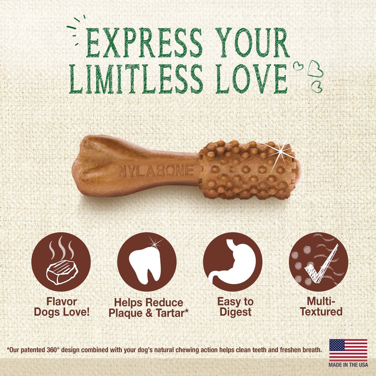 NYLABONE Nutri Dent Filet Mignon Flavored Dog Dental Chews, Regular ...