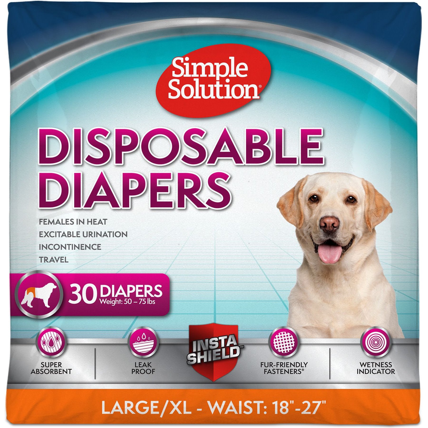 SIMPLE SOLUTION Disposable Female Dog Diapers, Large/X-Large: 18 to 27 ...