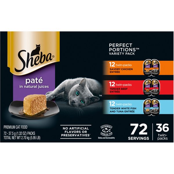 SHEBA Perfect Portions Grain-Free Multipack Savory Chicken, Beef ...