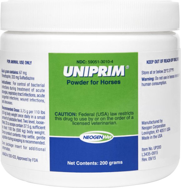 UNIPRIM Powder for Horses, 200-gm - Chewy.com