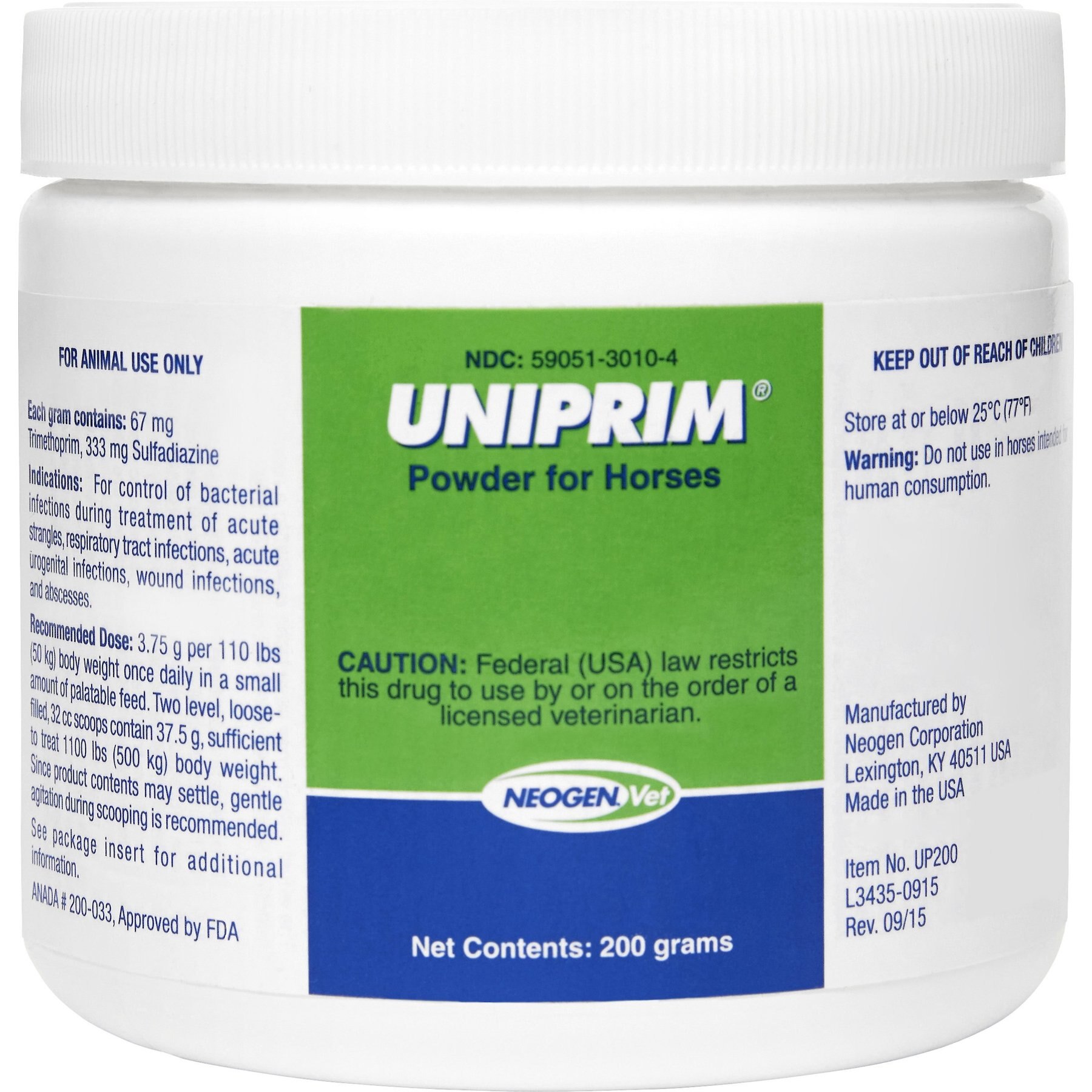 UNIPRIM Powder for Horses, 200-gm - Chewy.com