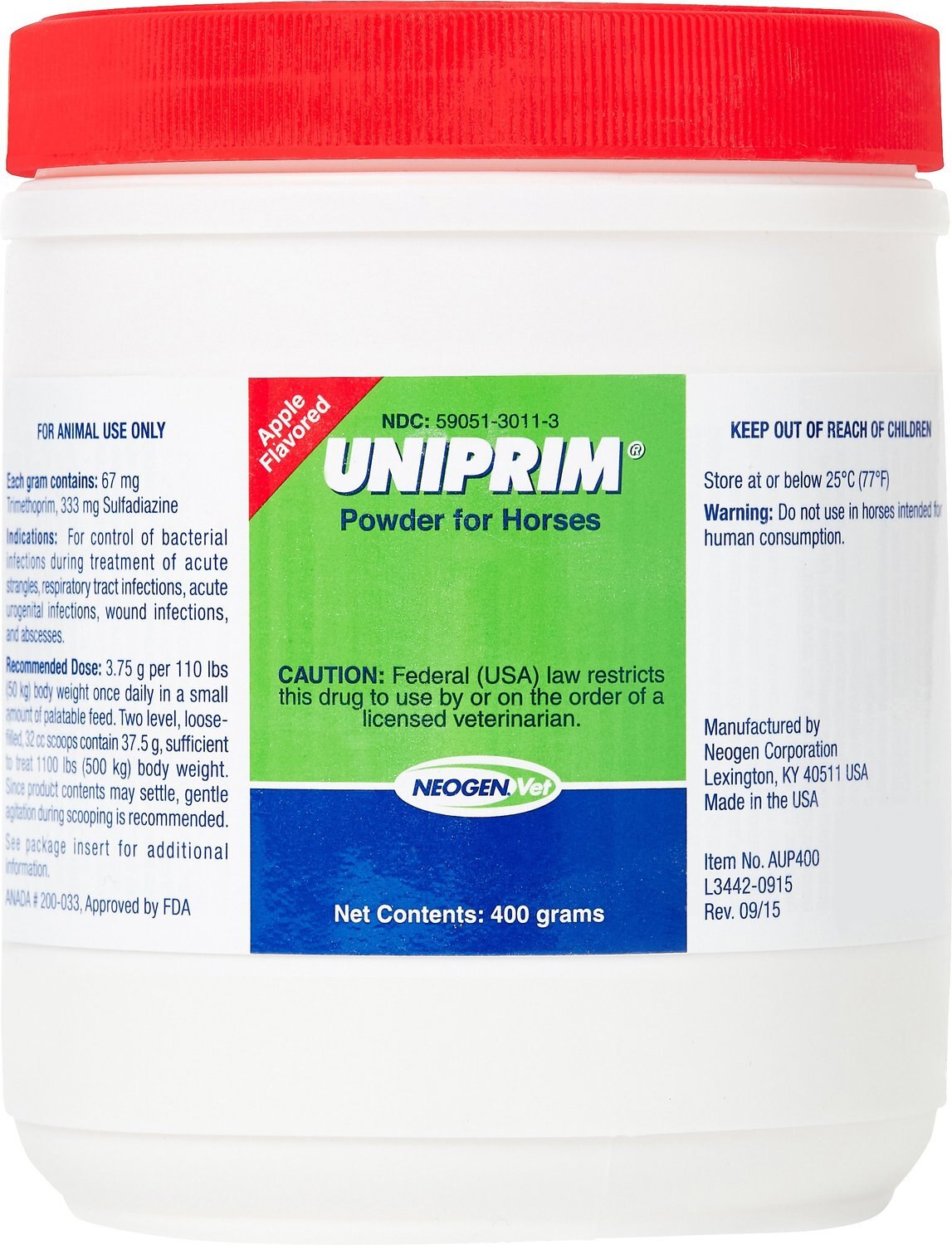 UNIPRIM Powder for Horses Apple Flavor, 400-gm - Chewy.com