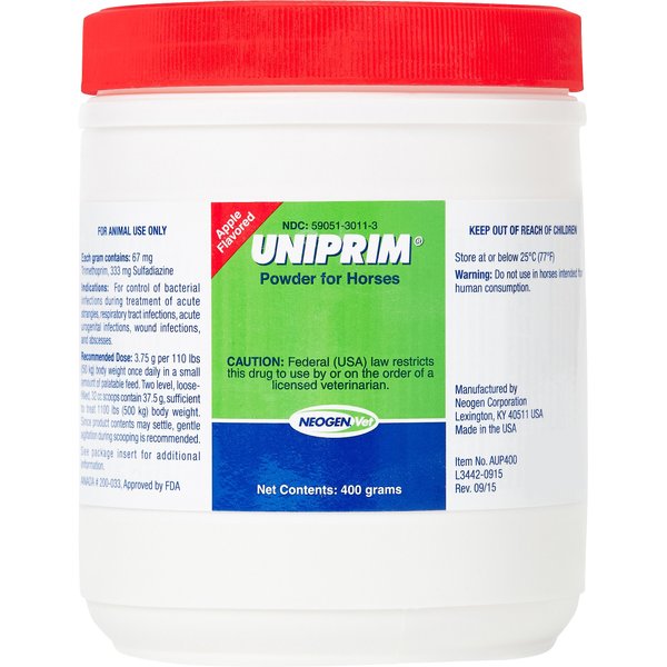 UNIPRIM Powder for Horses Apple Flavor, 400-gm - Chewy.com