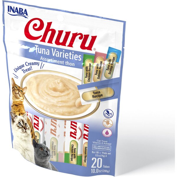 INABA Churu Chicken Puree Variety Pack Grain-Free Lickable Cat Treat ...