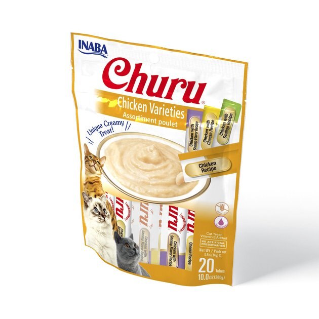 INABA Churu Chicken Puree Variety Pack Grain-Free Lickable Cat Treat ...