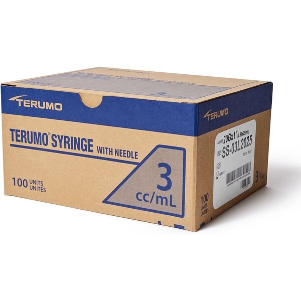 TERUMO Luerlock Equine Syringes 20G, 1-inch, 3-cc, 100 syringes - Chewy.com