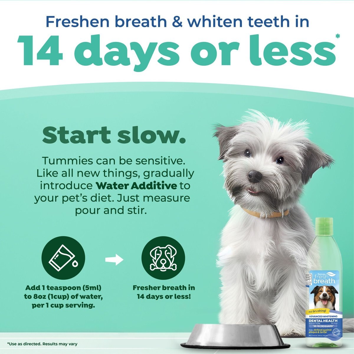 TROPICLEAN Fresh Breath Advanced Whitening Dental Health Solution Dog Dental Water Additive, 16 ...