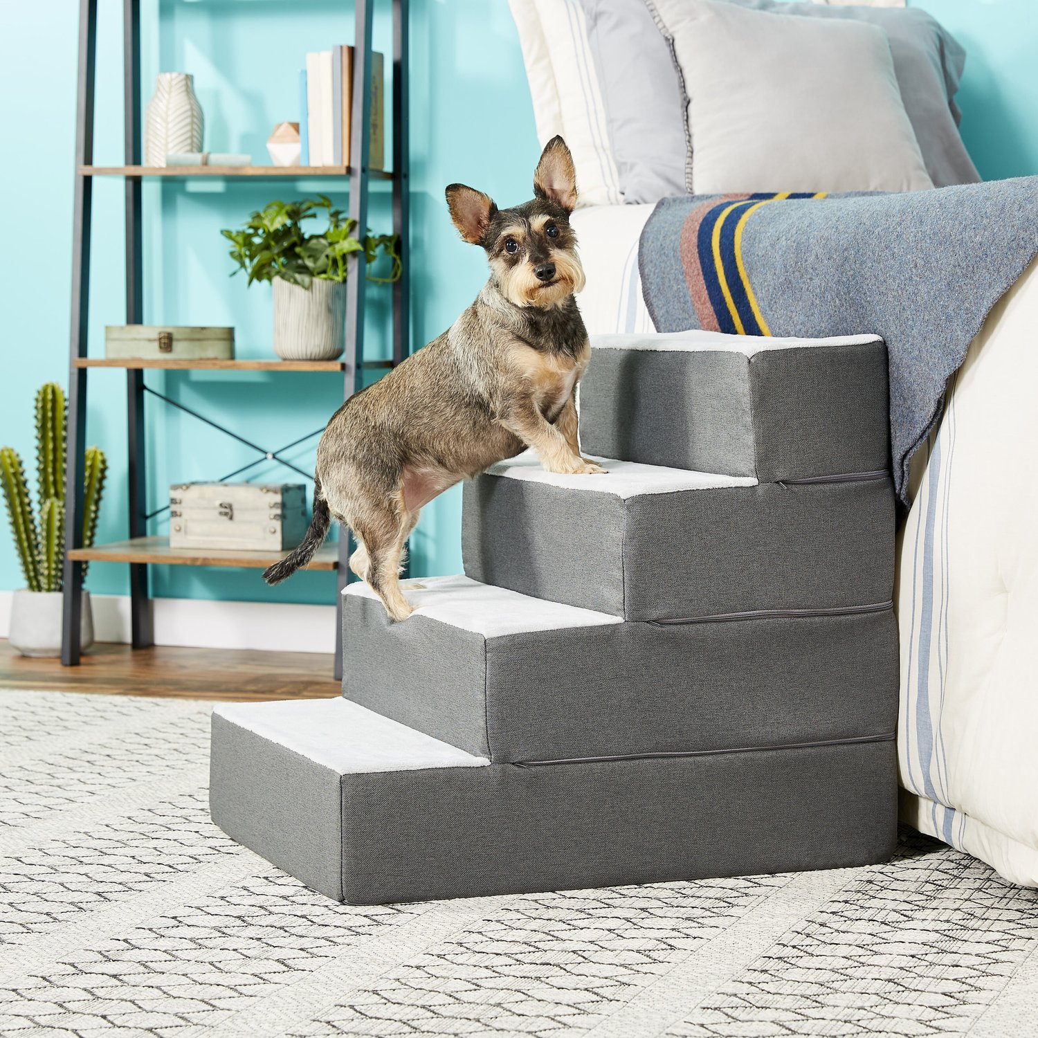 ZINUS Easy Cat & Dog Stairs, Grey, X-Large, 4-Step - Chewy.com
