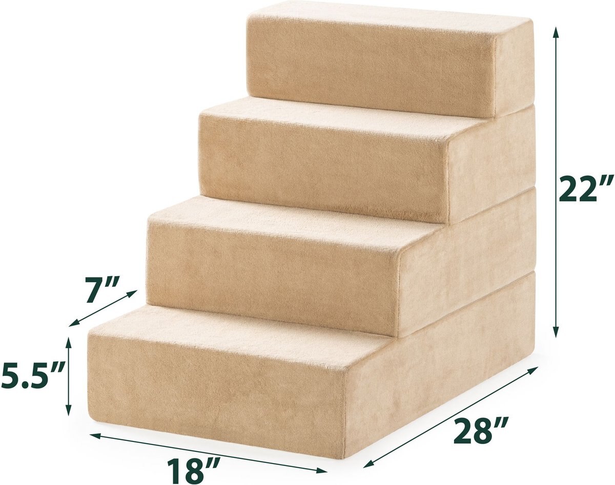 ZINUS Comfort Cat & Dog Stairs, Cream, Large, 4 Step - Chewy.com