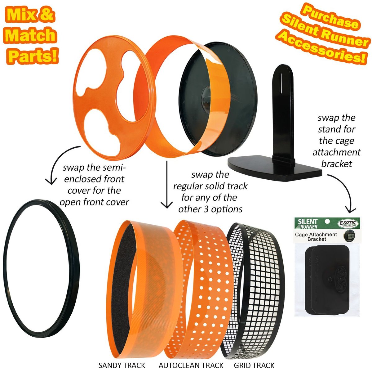 EXOTIC NUTRITION Silent Runner Small Animal Exercise Wheel, Orange ...