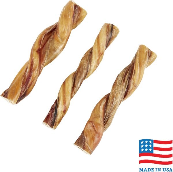 BONES & CHEWS Made in USA 6" Twisted Bully Stick Dog Treat, 3 count ...