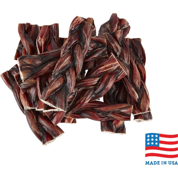 BONES & CHEWS Made in USA 6" Braided Bully Stick Dog Treat, 25 count ...