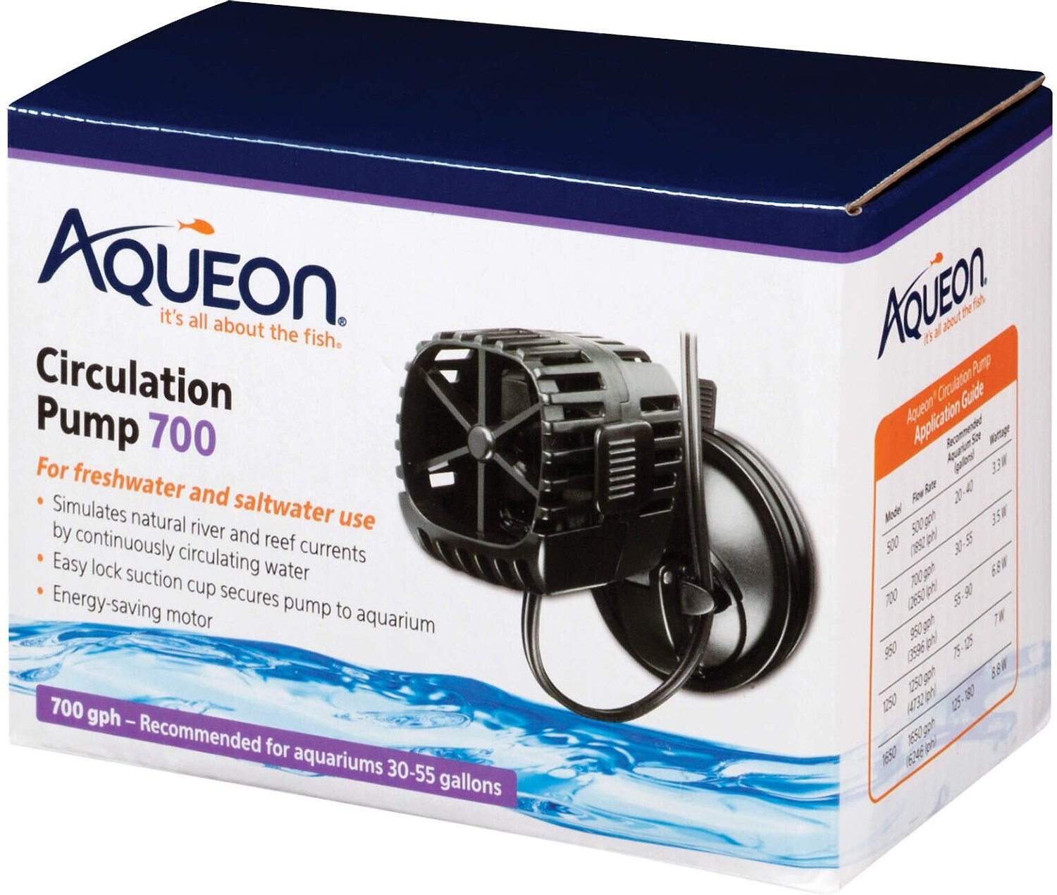 AQUEON Freshwater & Saltwater Circulation Aquarium Pump, 700 GPH ...