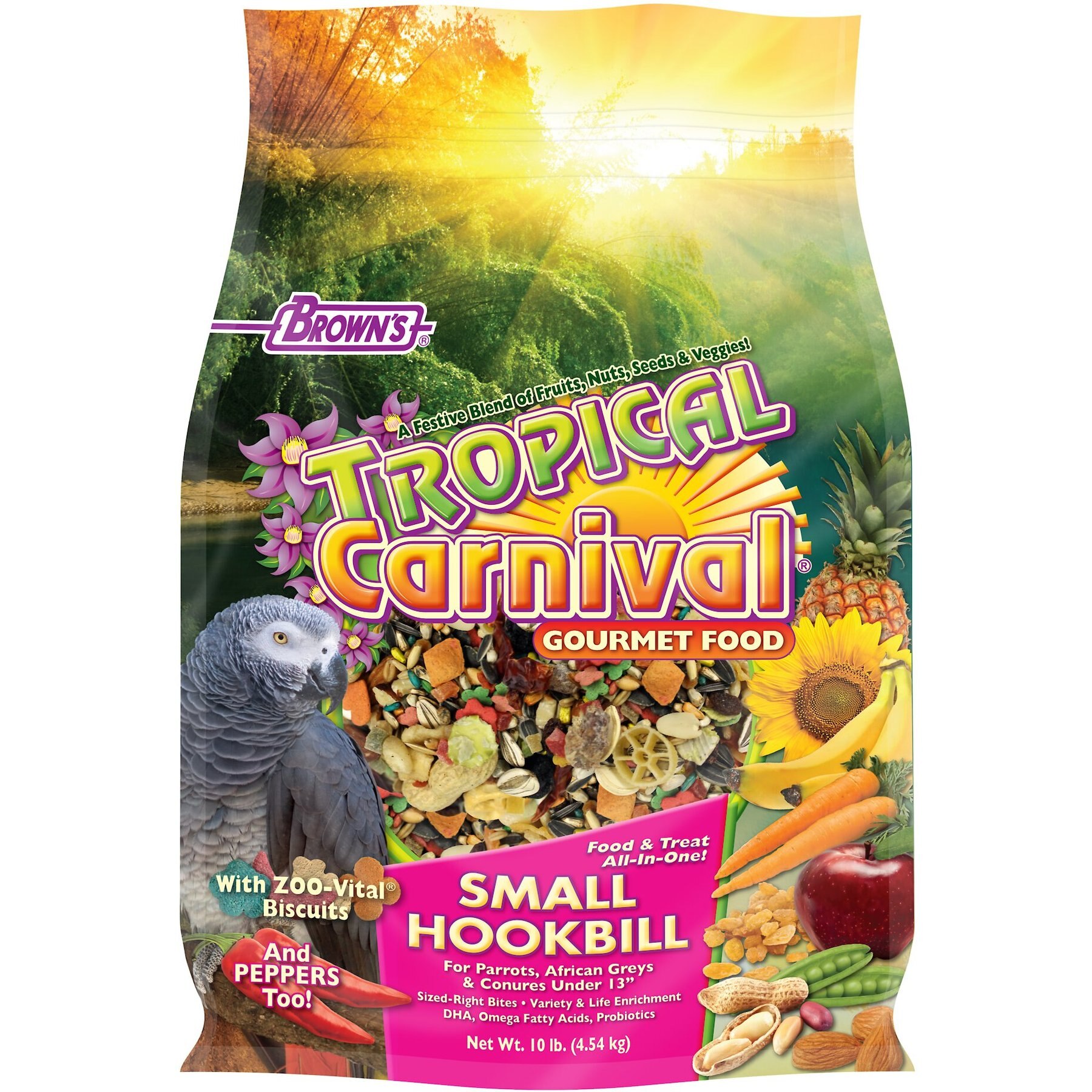BROWN'S Tropical Carnival Gourmet Small Hookbill Food, 10-lb bag ...
