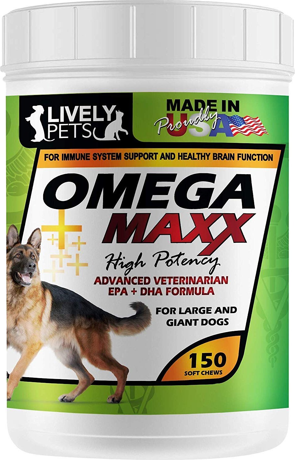 LIVELY PETS Omega Maxx Fish Oil Large & Giant Dog Soft Chews, 150 count ...