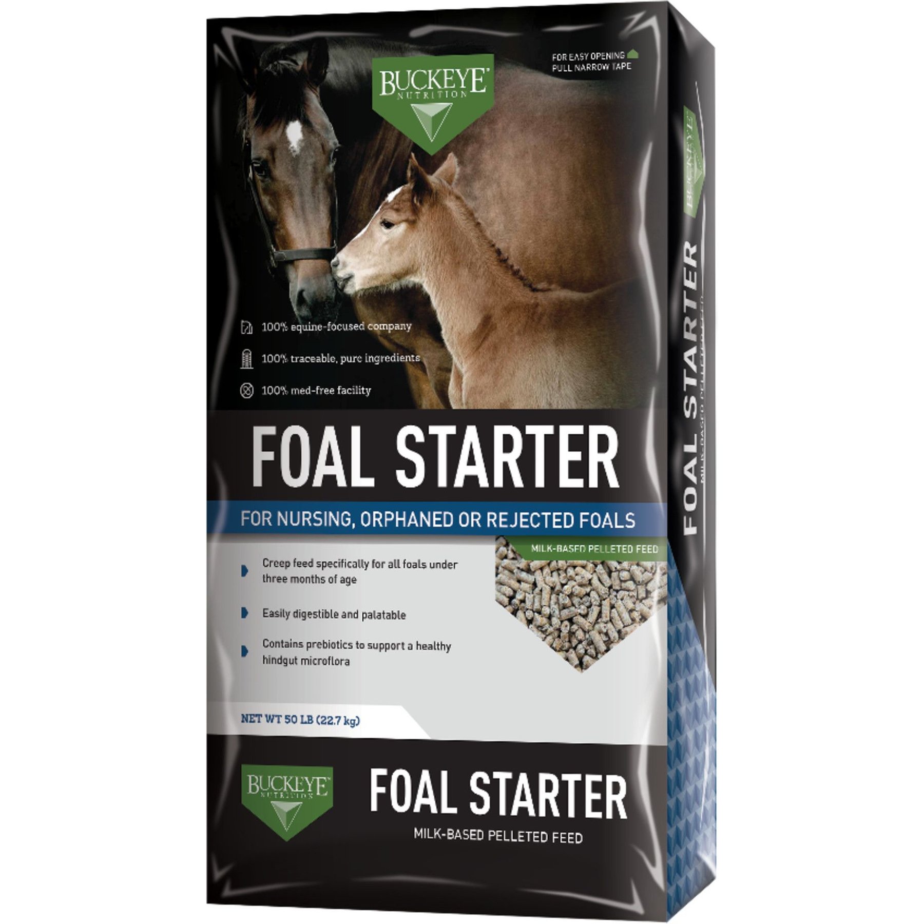 BUCKEYE NUTRITION Foal Starter Milk-Based Pelleted Horse Feed, 50-lb ...