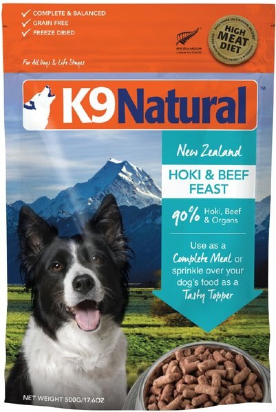 K9 NATURAL Hoki & Beef Grain-Free Freeze-Dried Dog Food, 1.1-lb bag ...