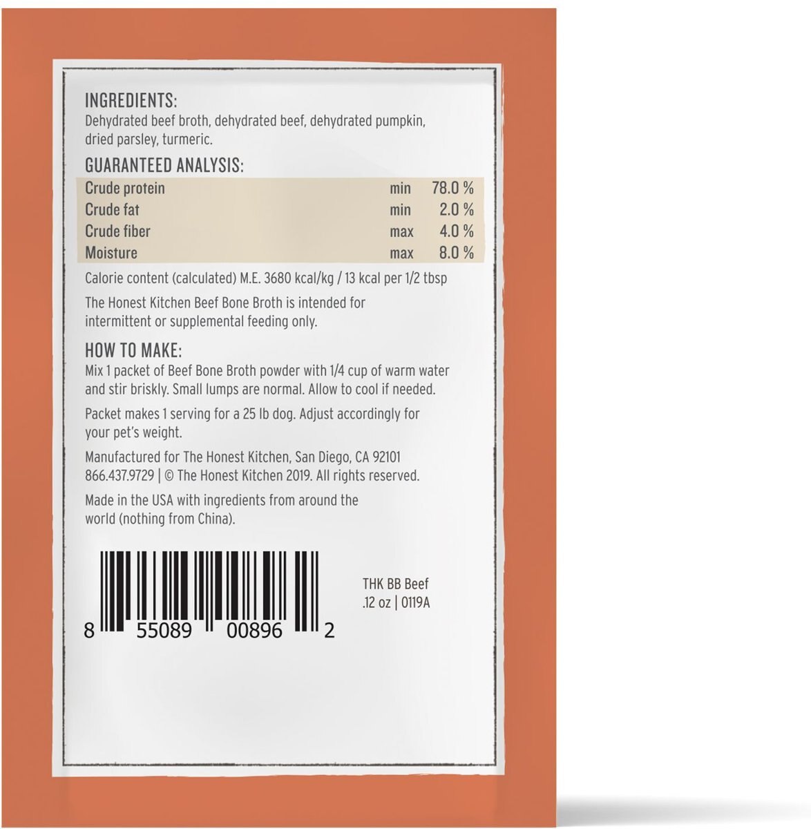 THE HONEST KITCHEN Daily Boosters Beef Bone Broth with Turmeric for ...