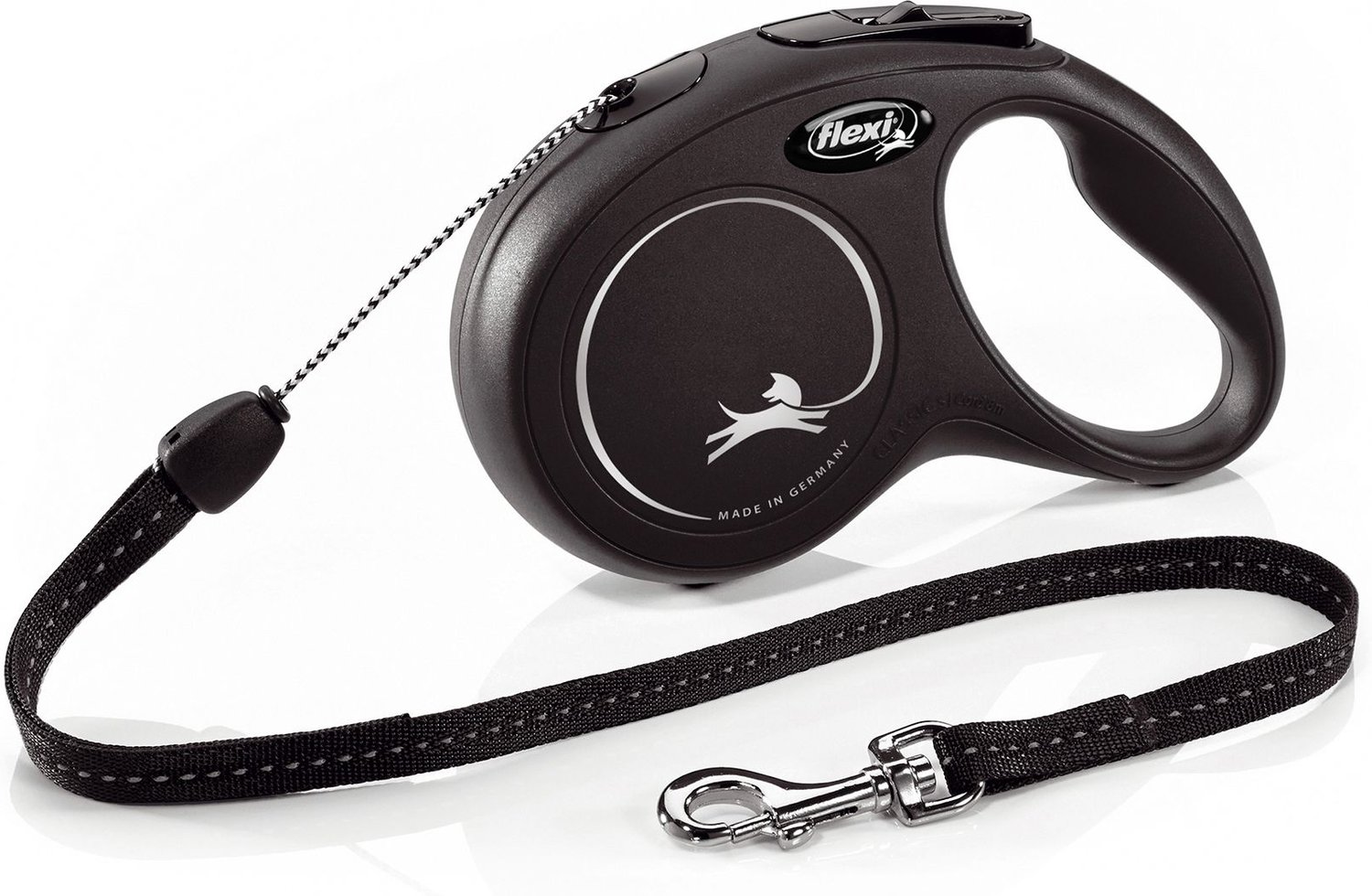 FLEXI Classic Nylon Cord Retractable Dog Leash, Black, Small: 26-ft ...