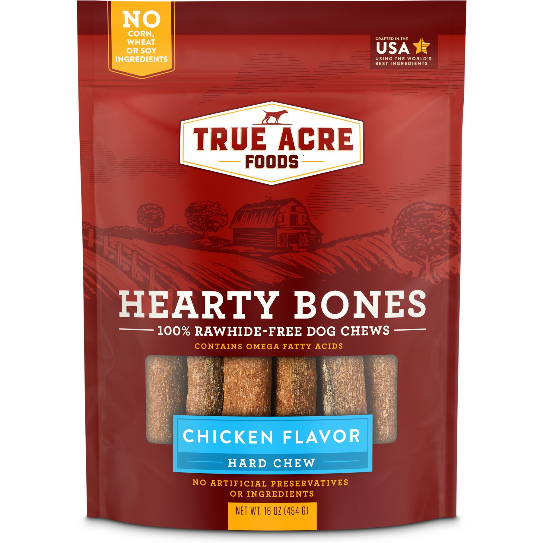TRUE ACRE FOODS Hearty Bones Chicken Flavored Treats, 16-oz bag - Chewy.com