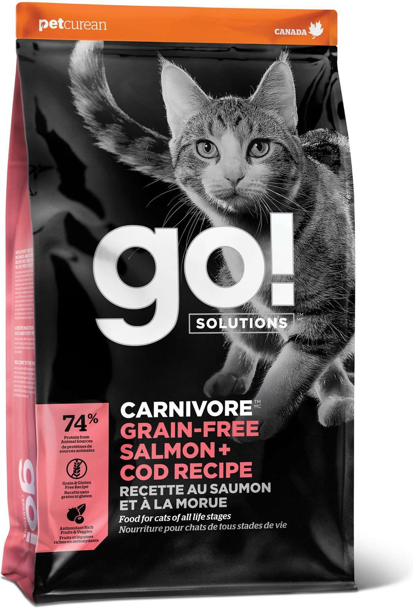 GO! SOLUTIONS Carnivore Grain-Free Salmon + Cod Recipe Dry Cat Food, 8 ...