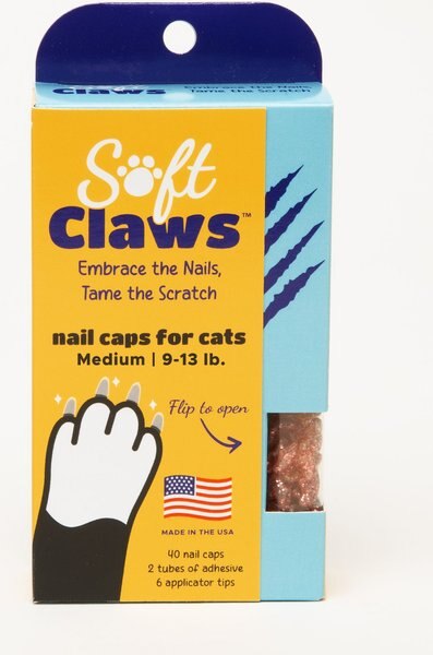 SOFT CLAWS Cat Nail Caps, 40 count, Medium, Pink Sparkle - Chewy.com