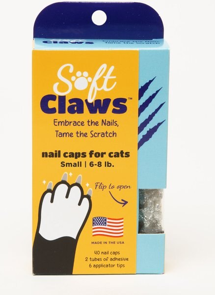 SOFT CLAWS Cat Nail Caps, 40 count, Silver Sparkle, Small - Chewy.com