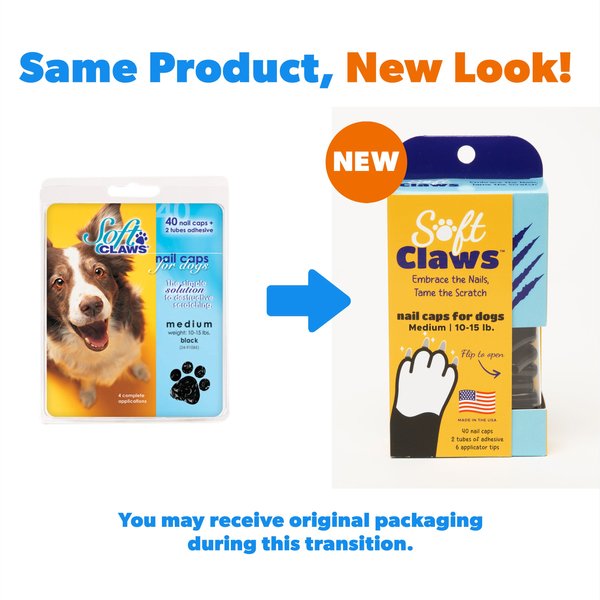 SOFT CLAWS Nail Caps for Dogs, 40 count, Medium, Black - Chewy.com