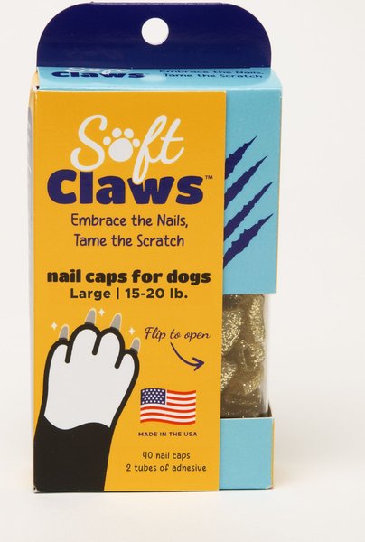 SOFT CLAWS Nail Caps for Dogs, 40 count, Large, Gold Sparkle - Chewy.com