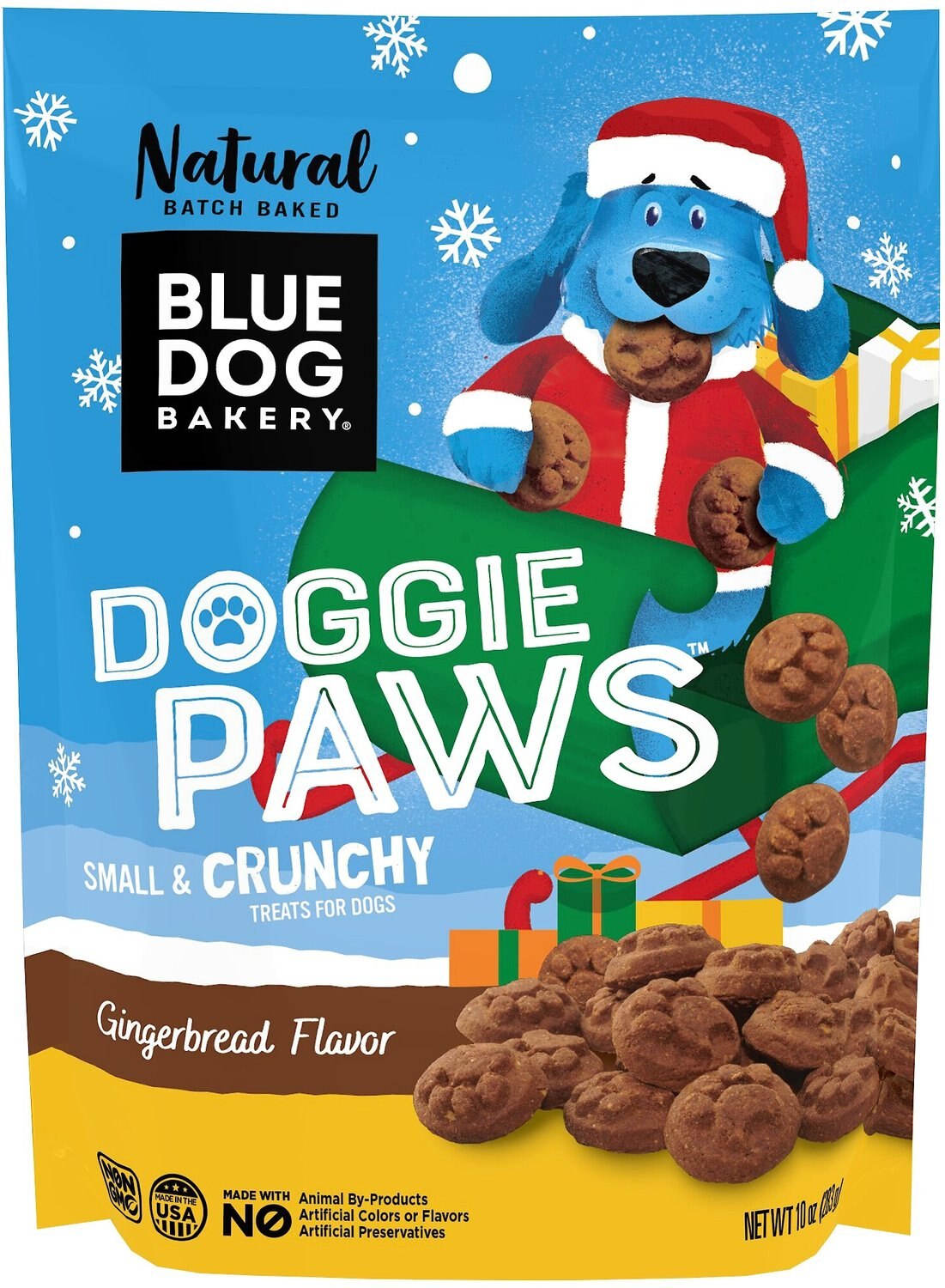 BLUE DOG BAKERY Doggie Paws Gingerbread Flavor Dog Treats, 10-oz bag ...