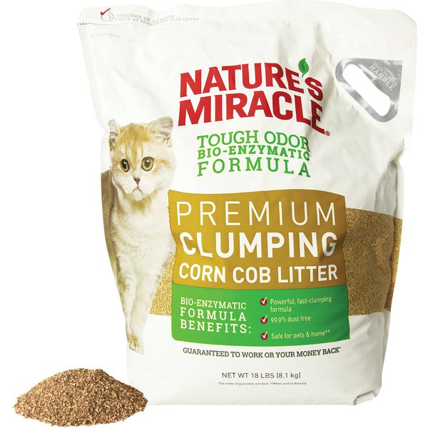 NATURE'S MIRACLE Premium Scented Clumping Corn Cat Litter, 18-lb bag ...