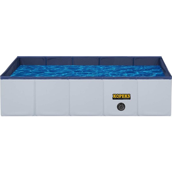 KOPEKS Outdoor Portable Rectangular Dog Swimming Pool, Gray, Medium ...