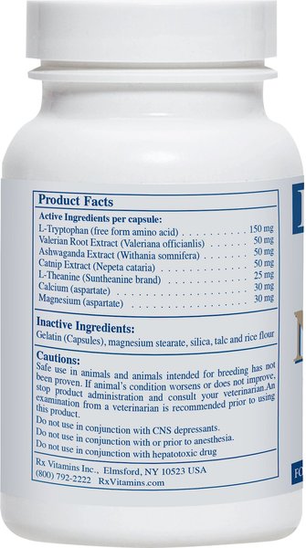 RX VITAMINS NutriCalm Capsules Calming Supplement for Dogs, 50 count ...