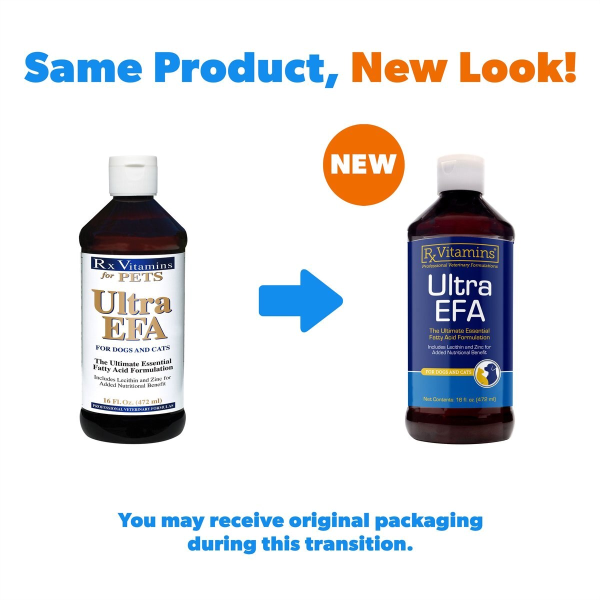 RX VITAMINS Ultra EFA Liquid Skin & Coat Supplement for Cats & Dogs, 16 ...