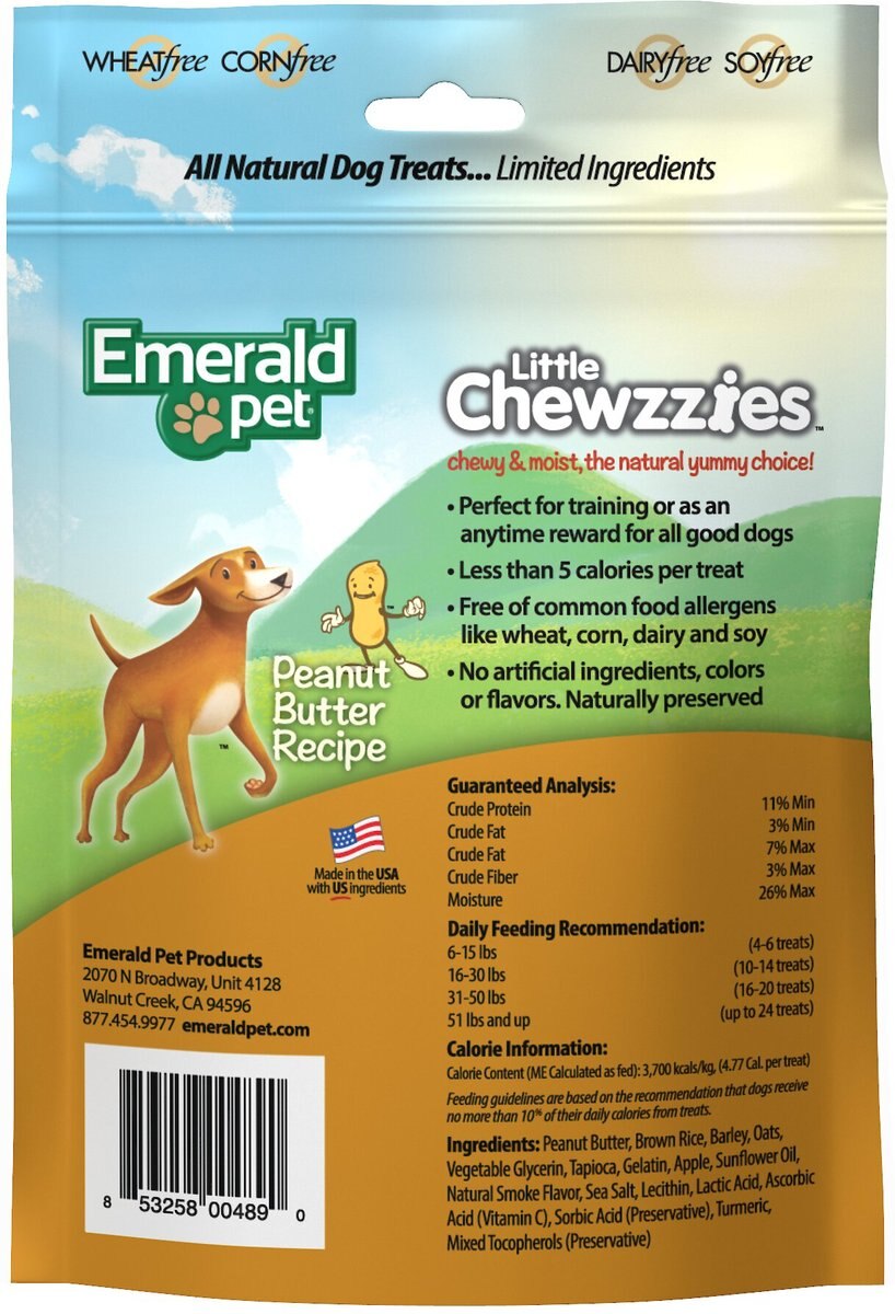 EMERALD PET Little Chewzzies Peanut Butter Recipe Chicken-Free Dog ...