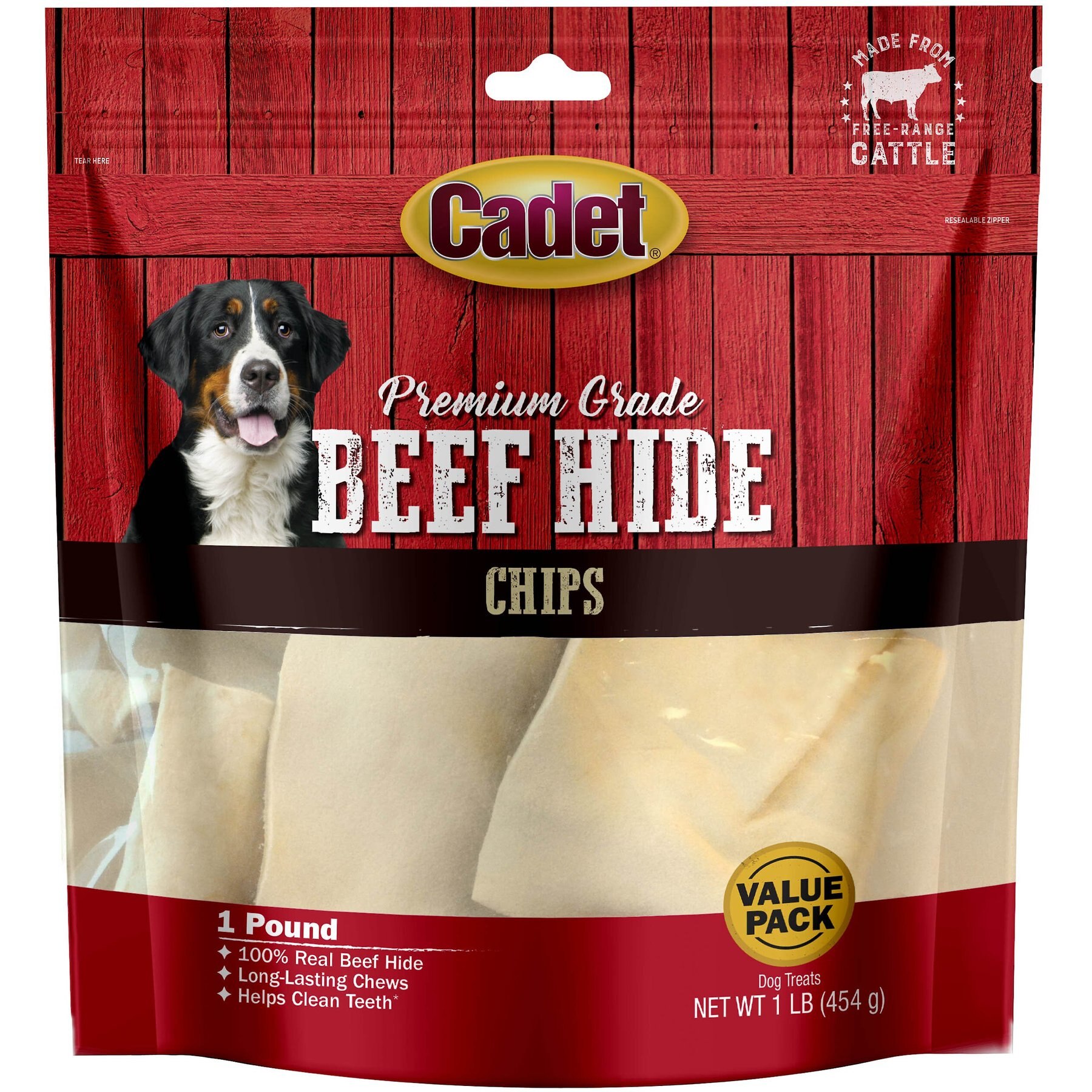 CADET Premium Grade Natural Flavor Rawhide Chips Dog Treats, 1-lb bag ...