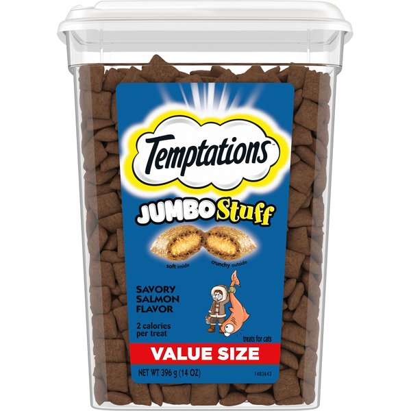 TEMPTATIONS Classic Savory Salmon Flavor Soft & Crunchy Cat Treats, 16 ...