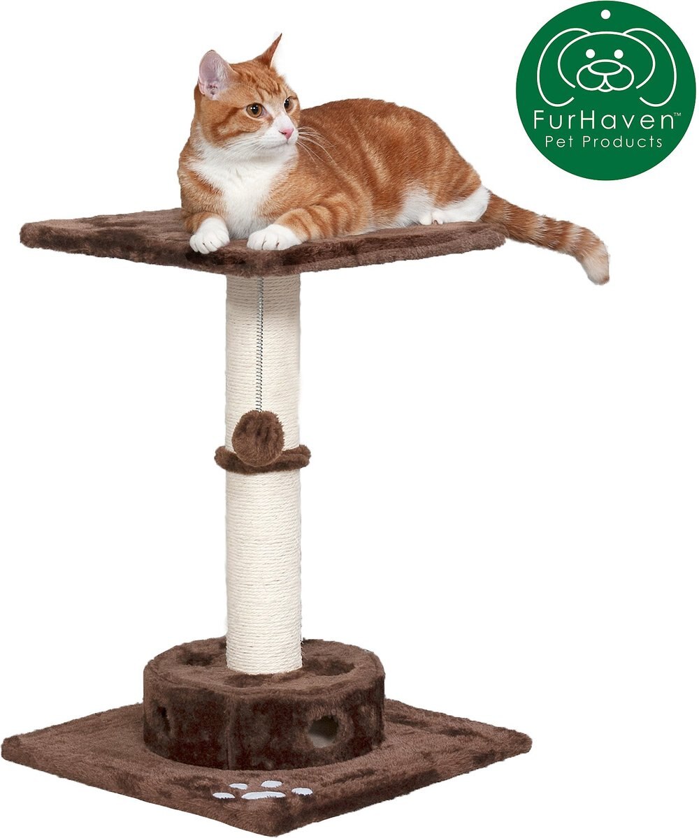 TIGER TOUGH Scratching Post 22.5-in Faux Fur Cat Tree, Brown - Chewy.com