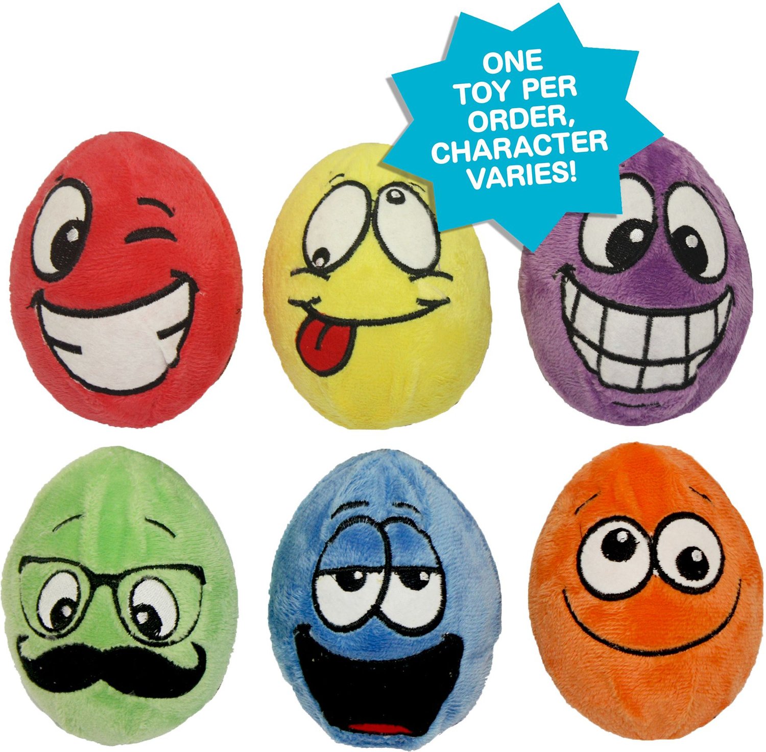 MULTIPET Egg-Noggins Squeaky Plush Dog Toy, Character Varies, 1 count ...