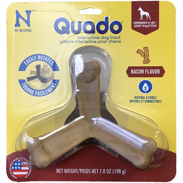 N-BONE Quado Interactive Bacon Flavored Large Dental Dog Treat, 1 count ...