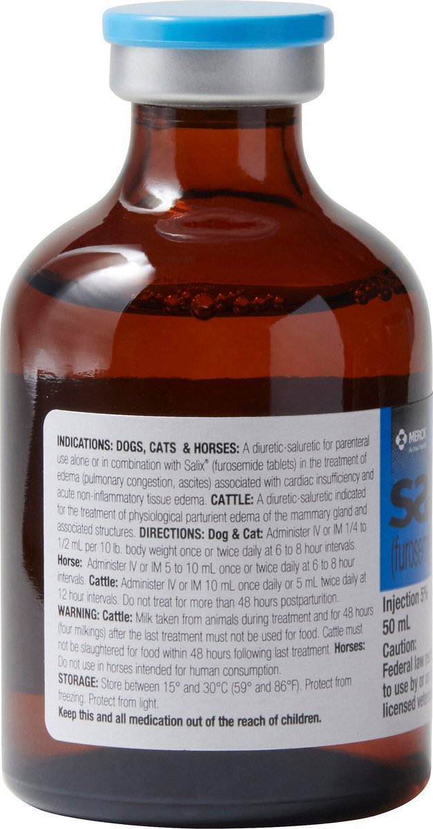 SALIX (Furosemide) Injectable for Dogs, Cats & Horses, 50 mg/mL, 50mL ...