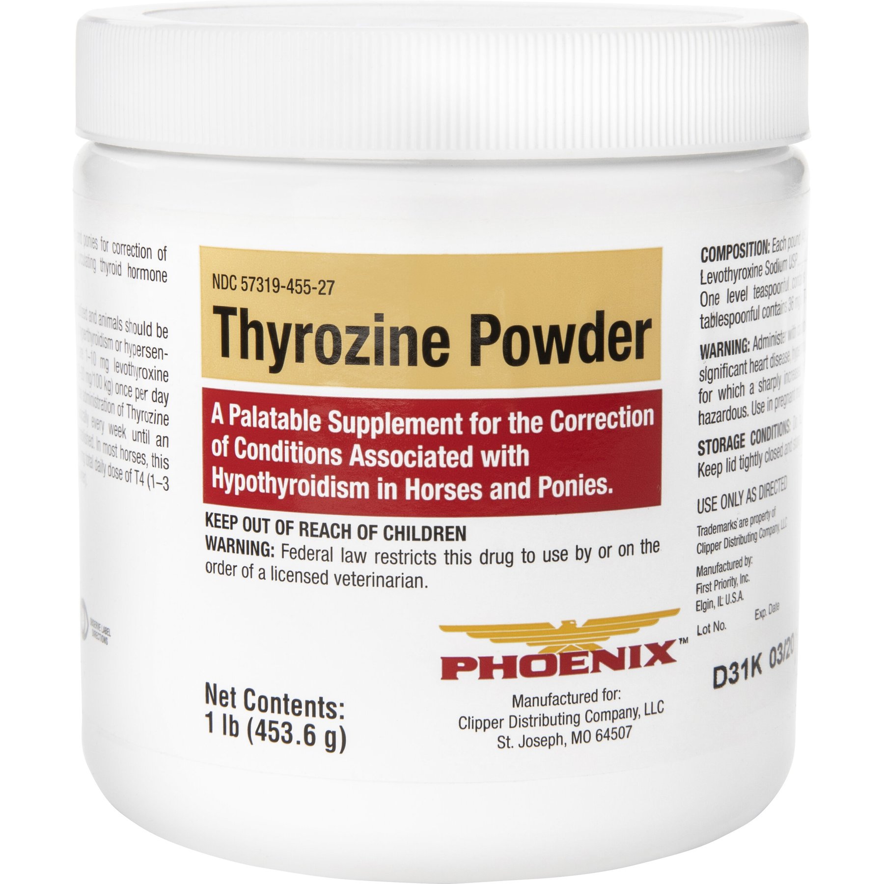 THYROZINE Levothyroxine Sodium (Generic) Powder for Horses, 1-lb ...