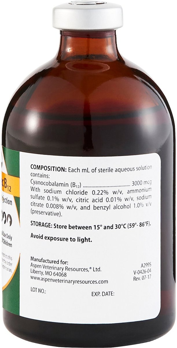 VITA-JEC Vitamin B12 for Dogs, Cats & Horses, 3000-mcg/mL, 100-mL ...