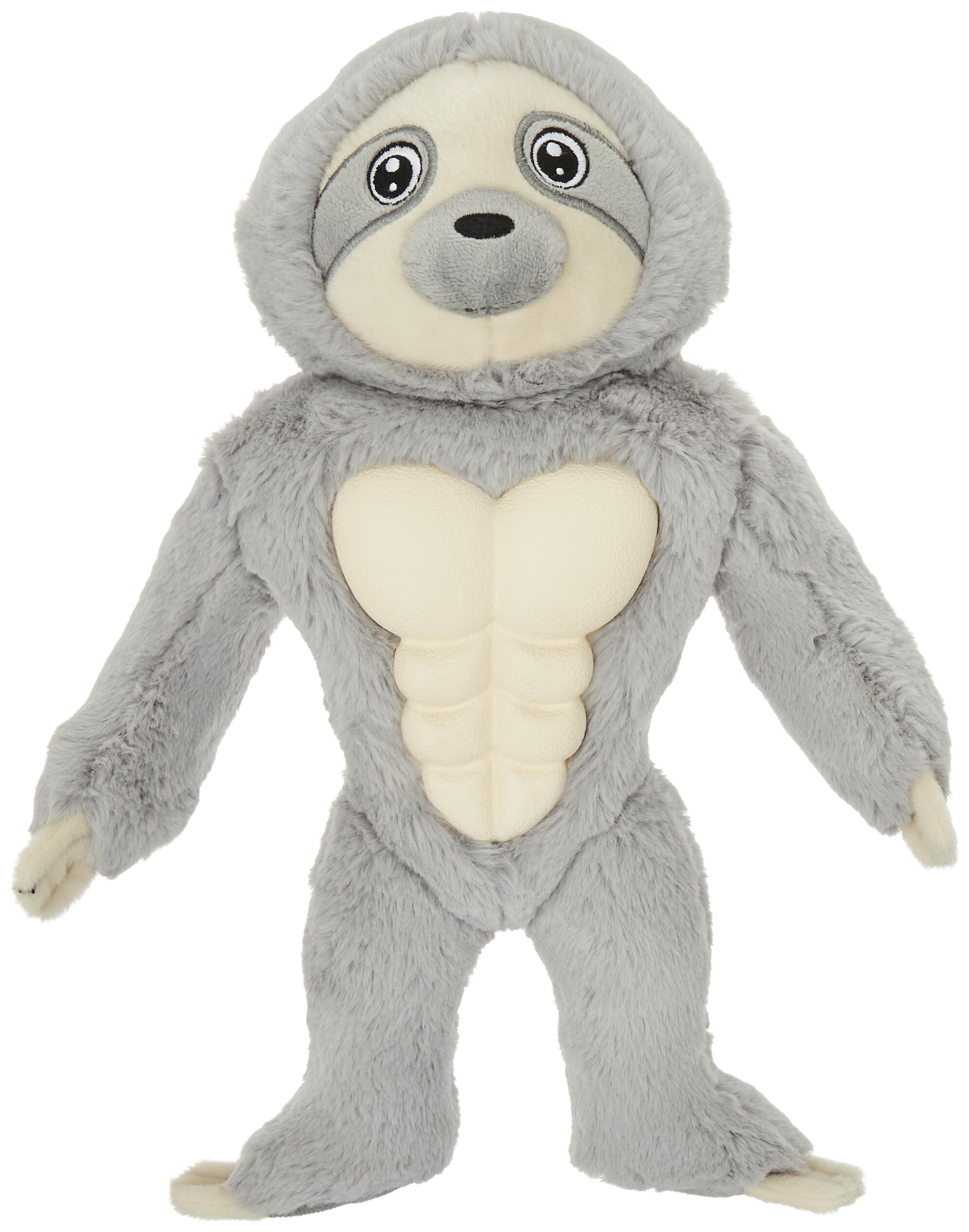 Questions and Answers about FRISCO Sloth Muscle Plush Squeaky Dog Toy
