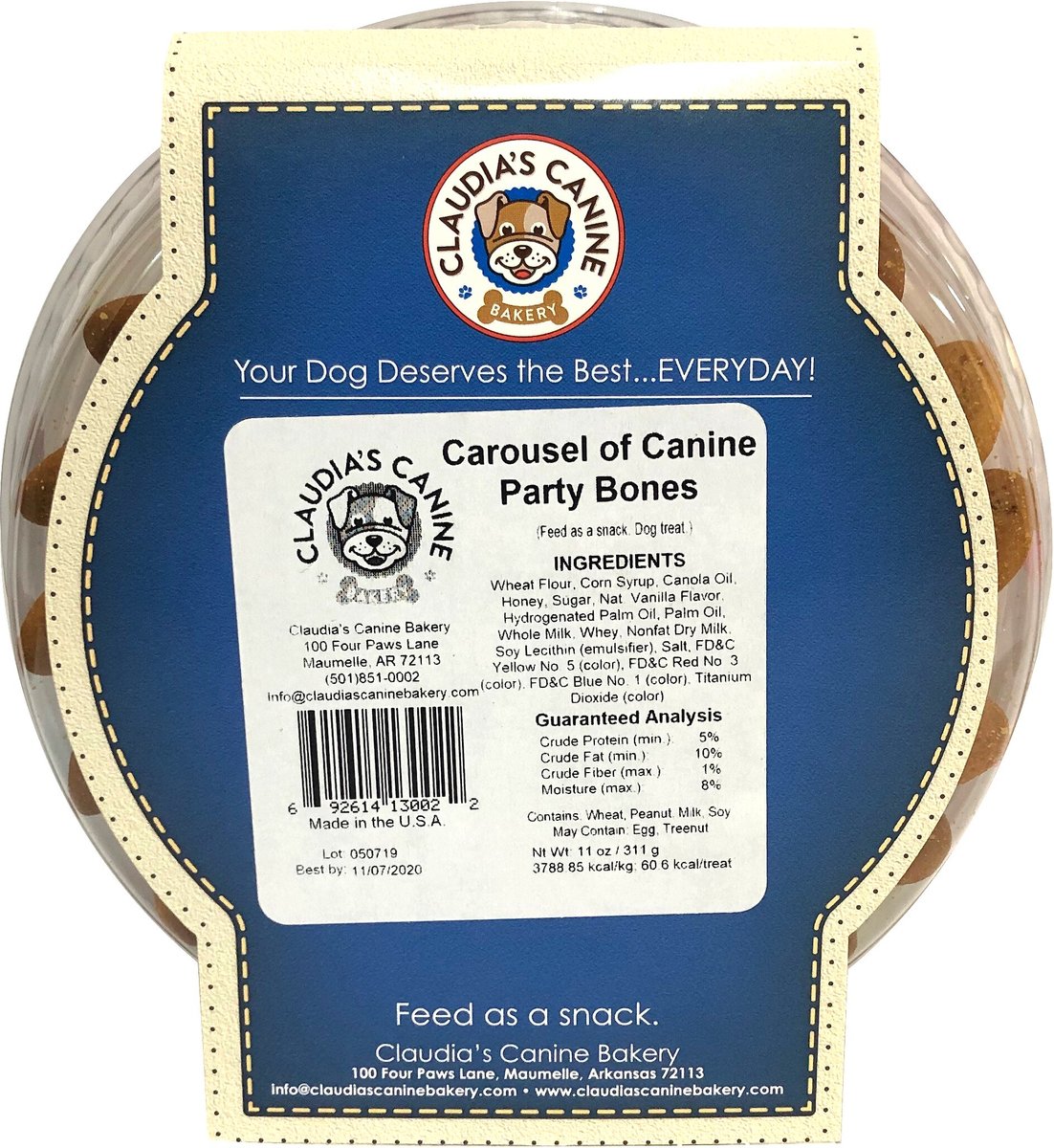 CLAUDIA'S CANINE BAKERY Carousel of Canine Party Bones Baked Dog Treats ...