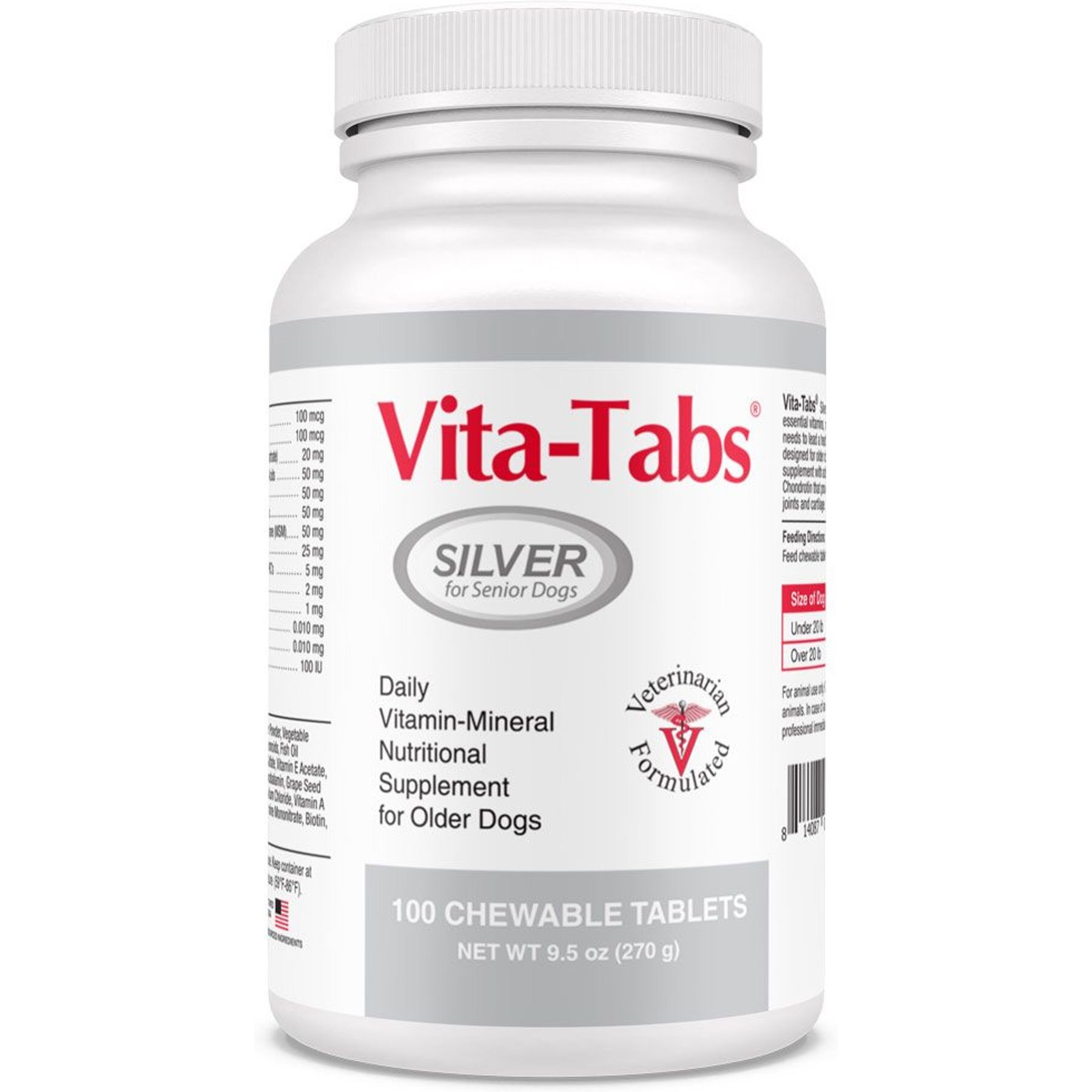 VITA-TABS Silver Liver Flavored Multivitamin for Senior Dogs, 100 count ...